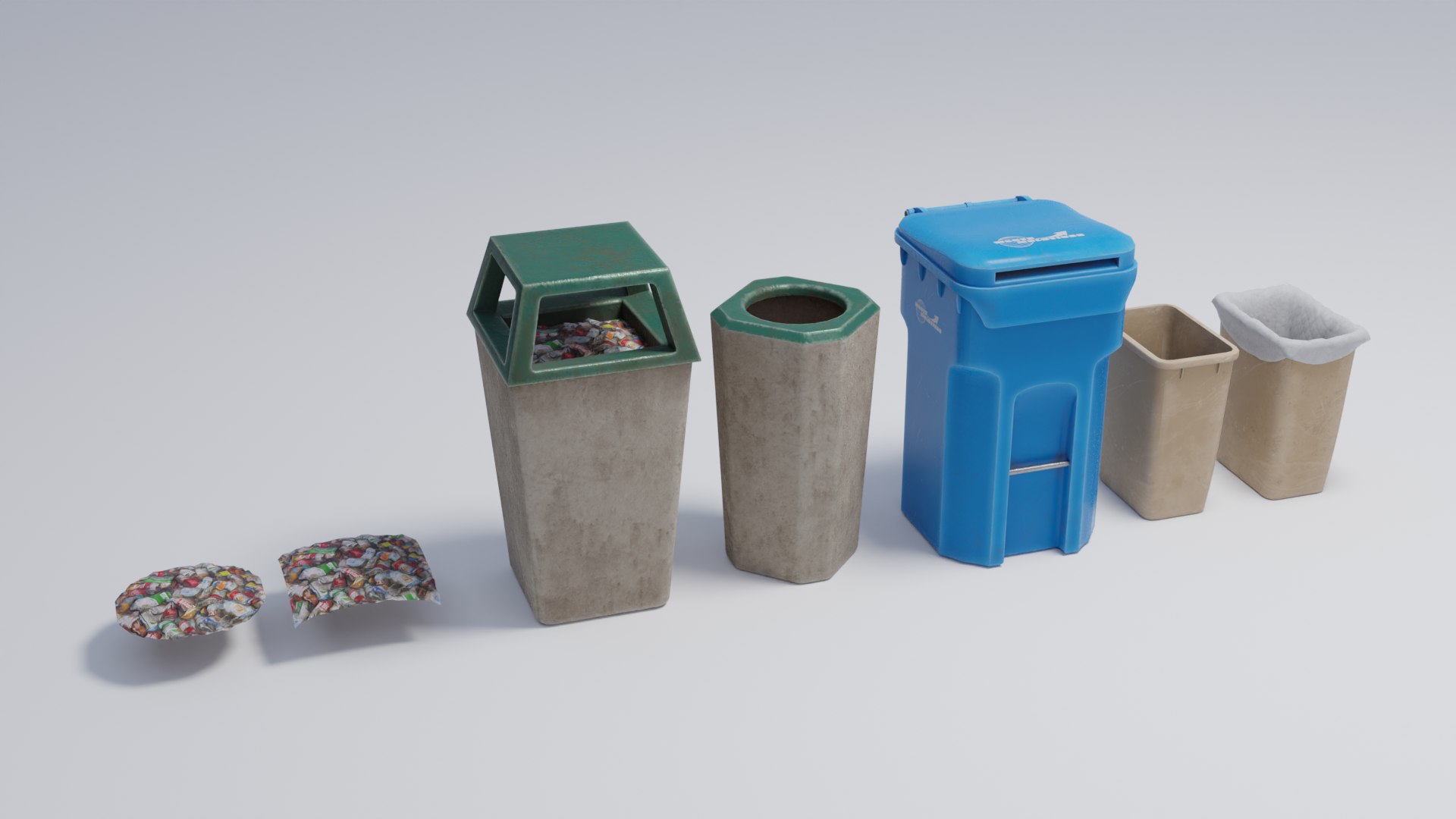 Trash Cans 4K And 2K Low-poly Model - TurboSquid 2003306