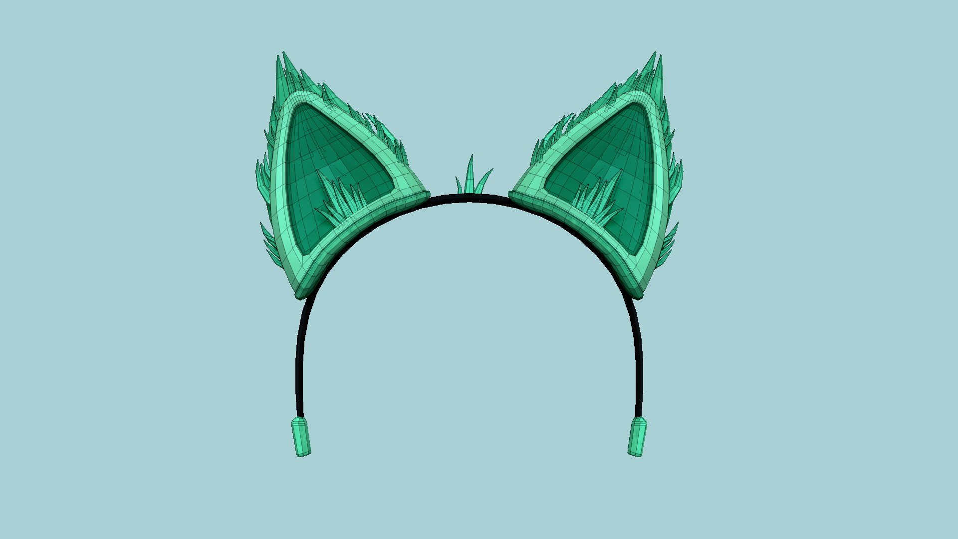 Furry Ears Tiara A07 Green - Headband Character Design 3D model ...