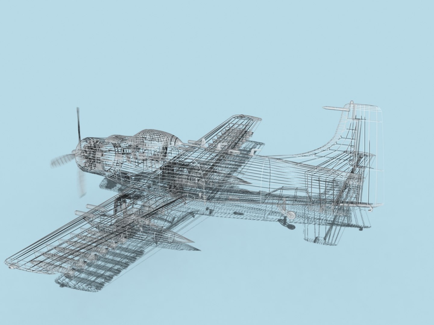 Skyraider douglas a-1 usaf 3D model - TurboSquid 1488646