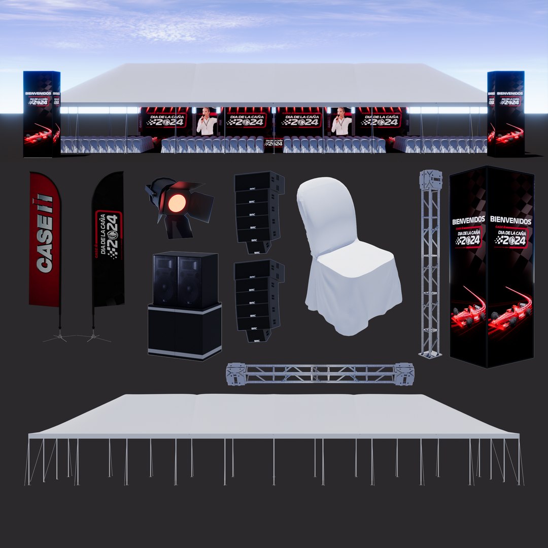 3D Escenario Con Toldo 28x4 Metros - TurboSquid 2258477