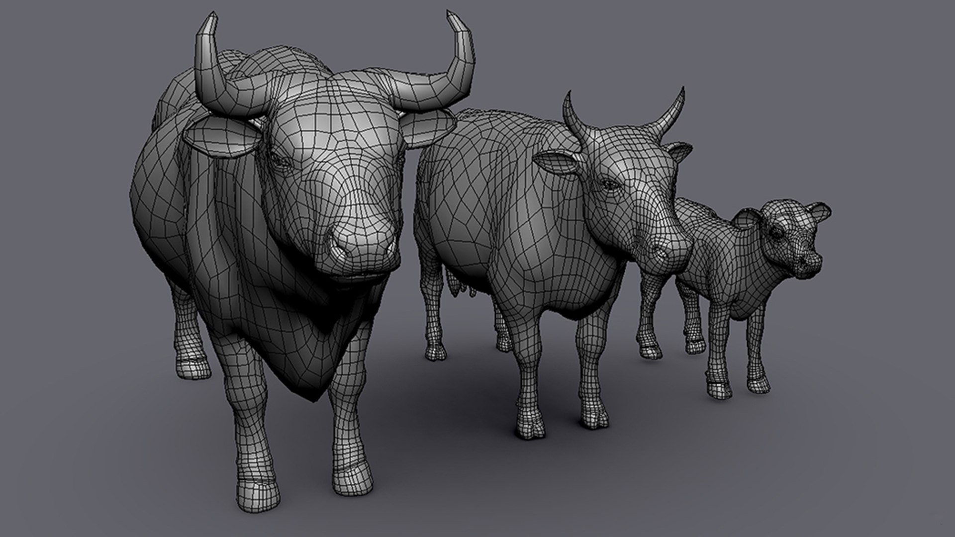 3D Cow Family Model - TurboSquid 2238246