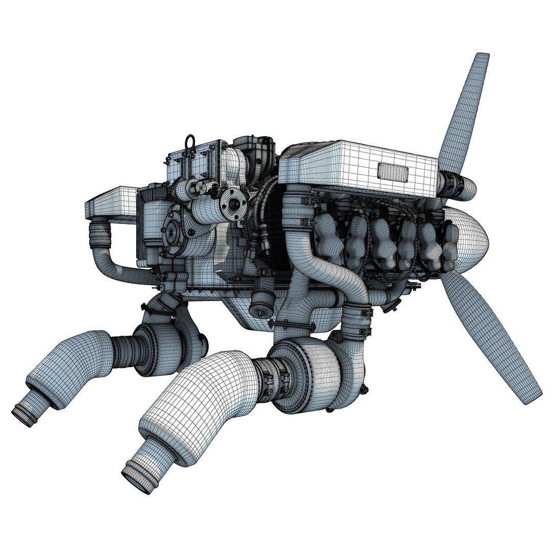continental io-550 aircraft engine 3d max