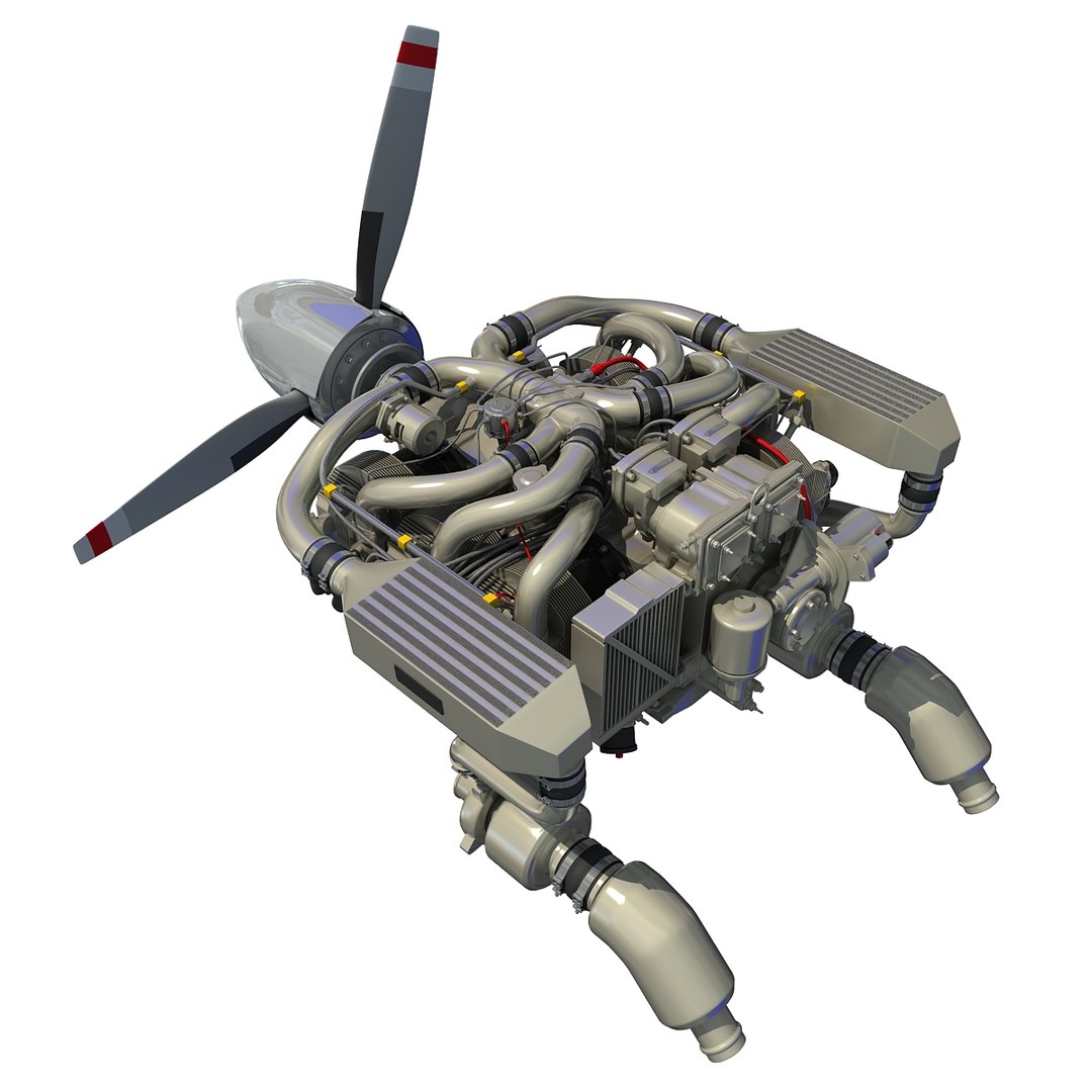 Continental Io-550 Aircraft Engine 3d Max