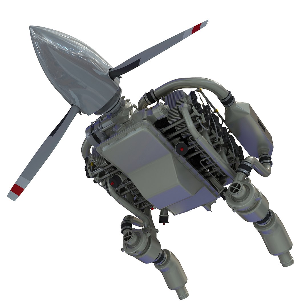 continental io-550 aircraft engine 3d max