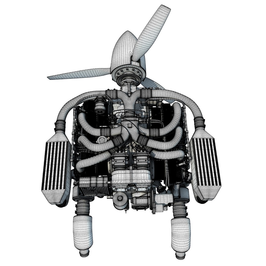 continental io-550 aircraft engine 3d max