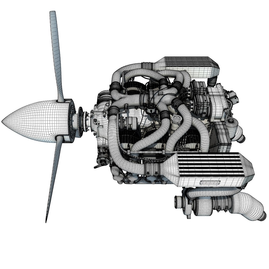 continental io-550 aircraft engine 3d max