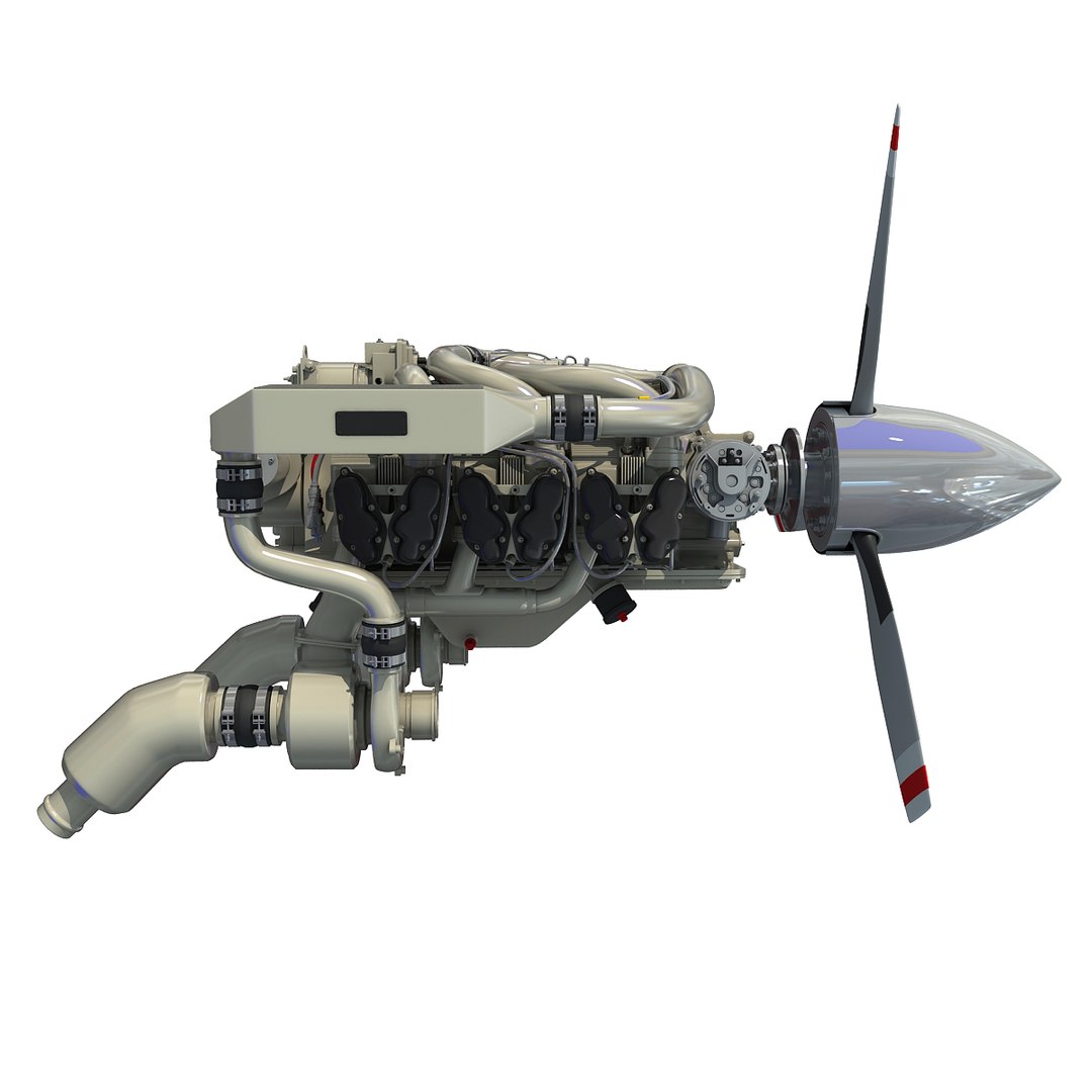 continental io-550 aircraft engine 3d max
