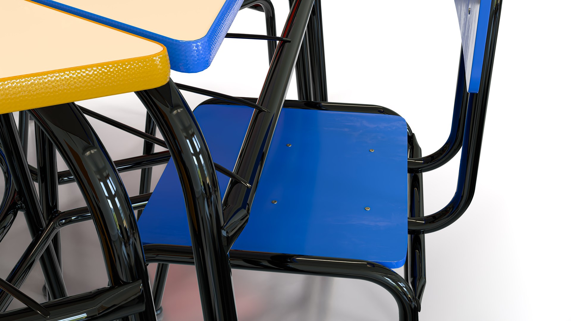 3D Model Colorful Hexagon School Table And Chair For Children In The ...