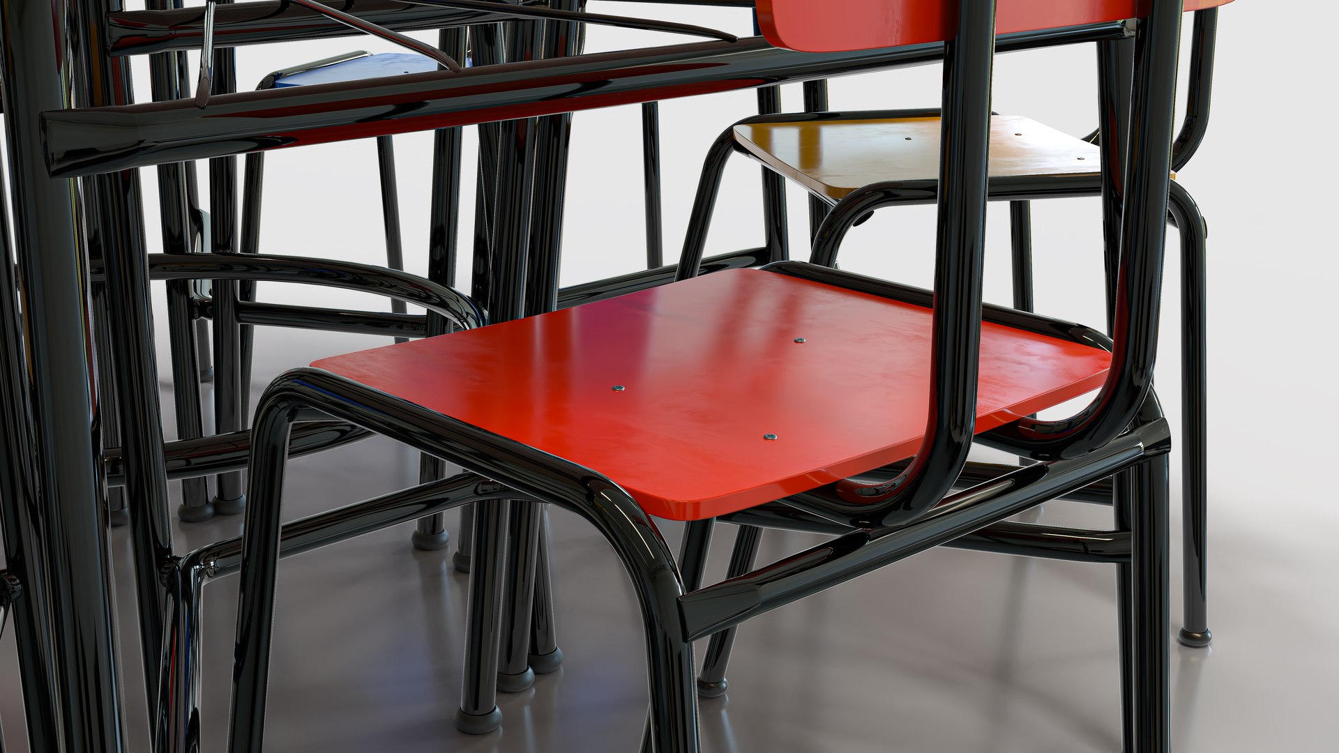 3D Model Colorful Hexagon School Table And Chair For Children In The ...