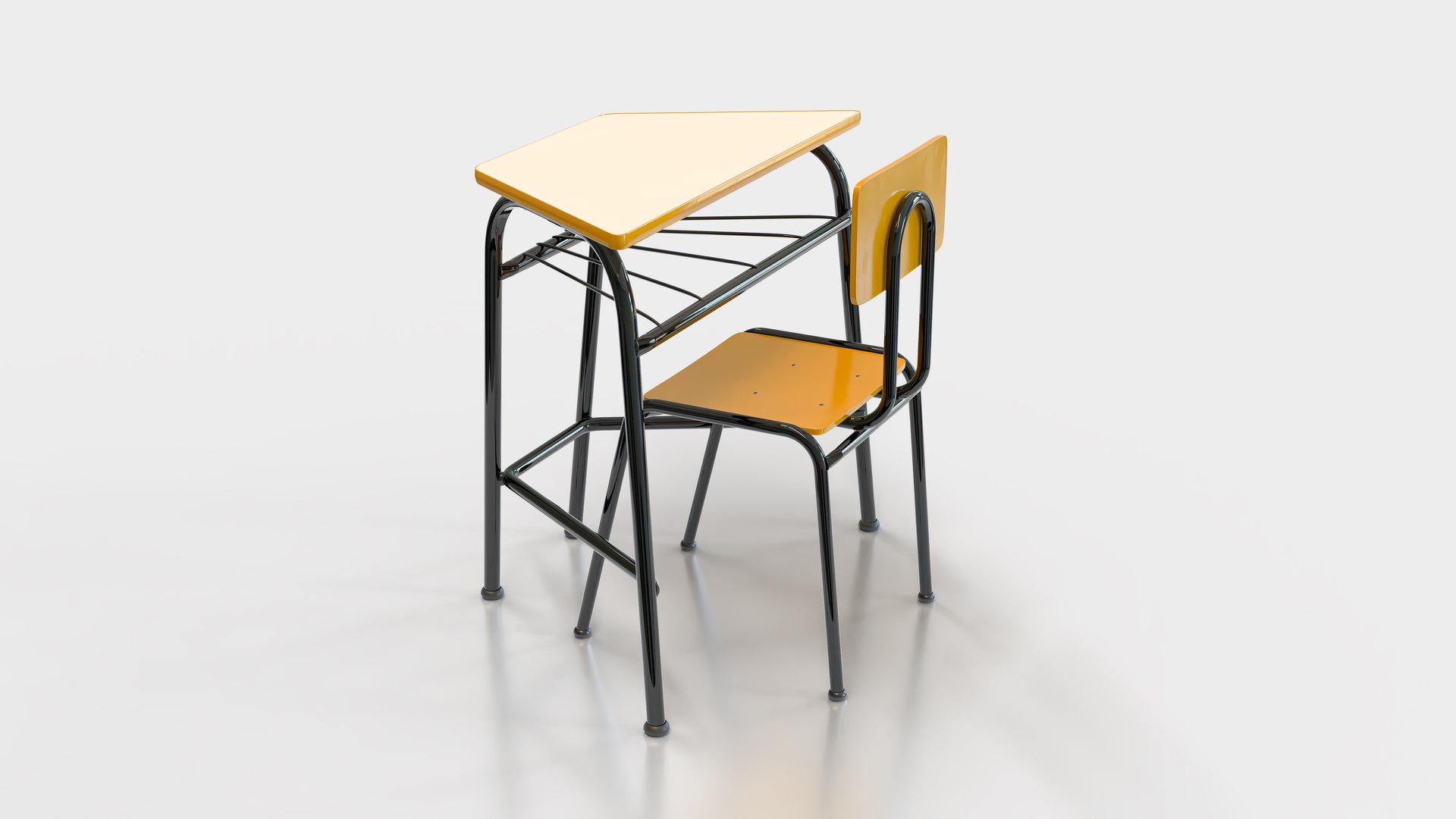 3D Model Colorful Hexagon School Table And Chair For Children In The ...