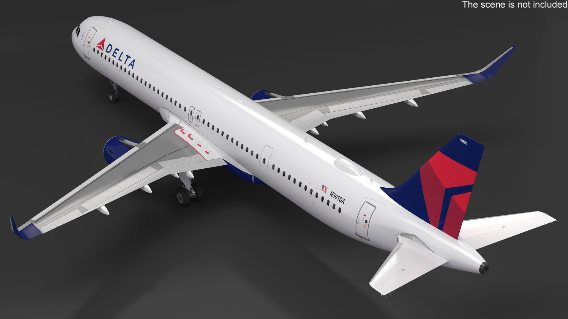 3D Delta Air Lines Airbus A321 NEO With Interior Rigged - TurboSquid ...