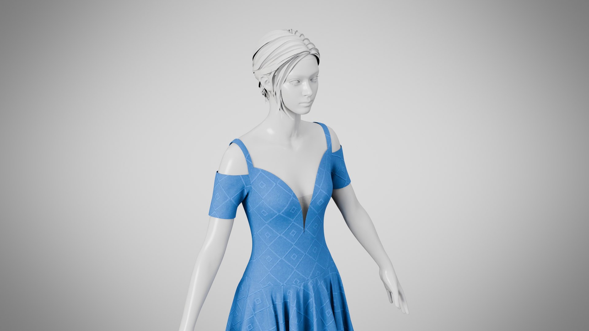 3D Model Dress 38 Blue - TurboSquid 2520321