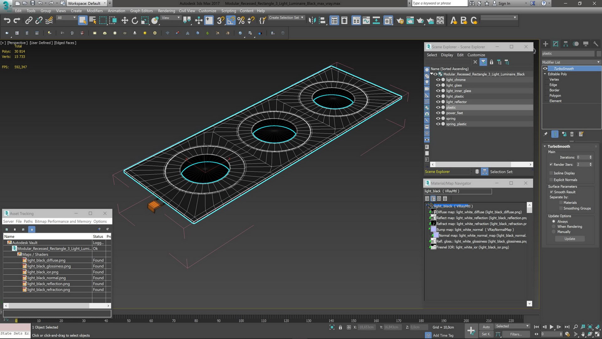3D Modular Recessed Rectangle 3 Light Luminaire Black - TurboSquid 2075480