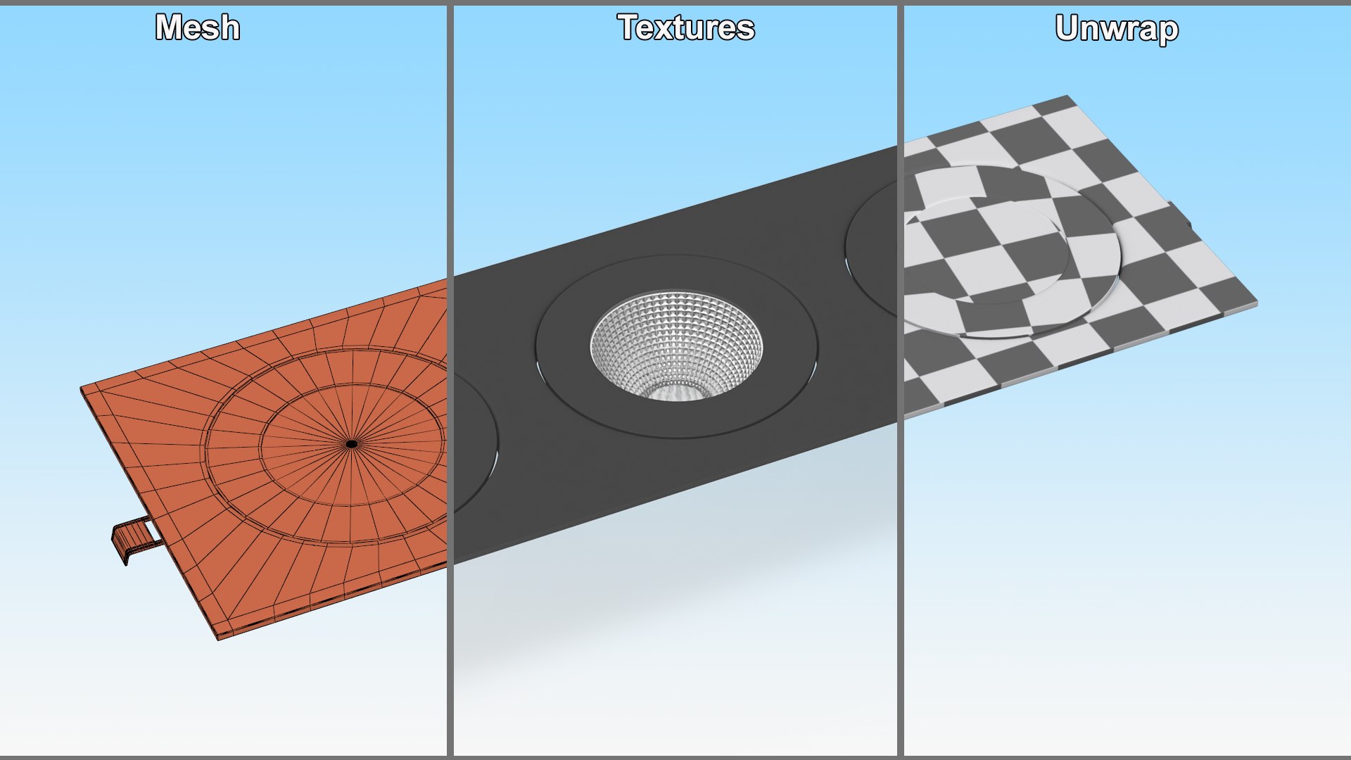 3D Modular Recessed Rectangle 3 Light Luminaire Black - TurboSquid 2075480