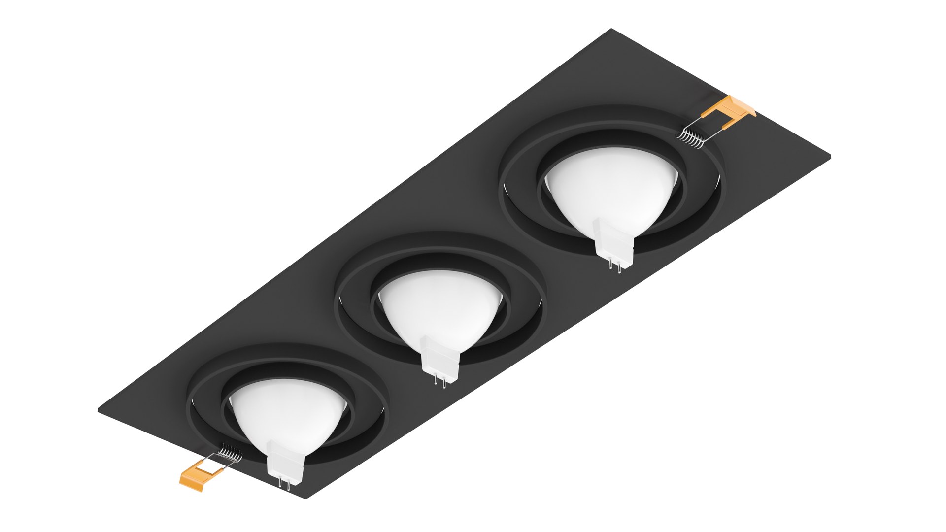 3D Modular Recessed Rectangle 3 Light Luminaire Black - TurboSquid 2075480