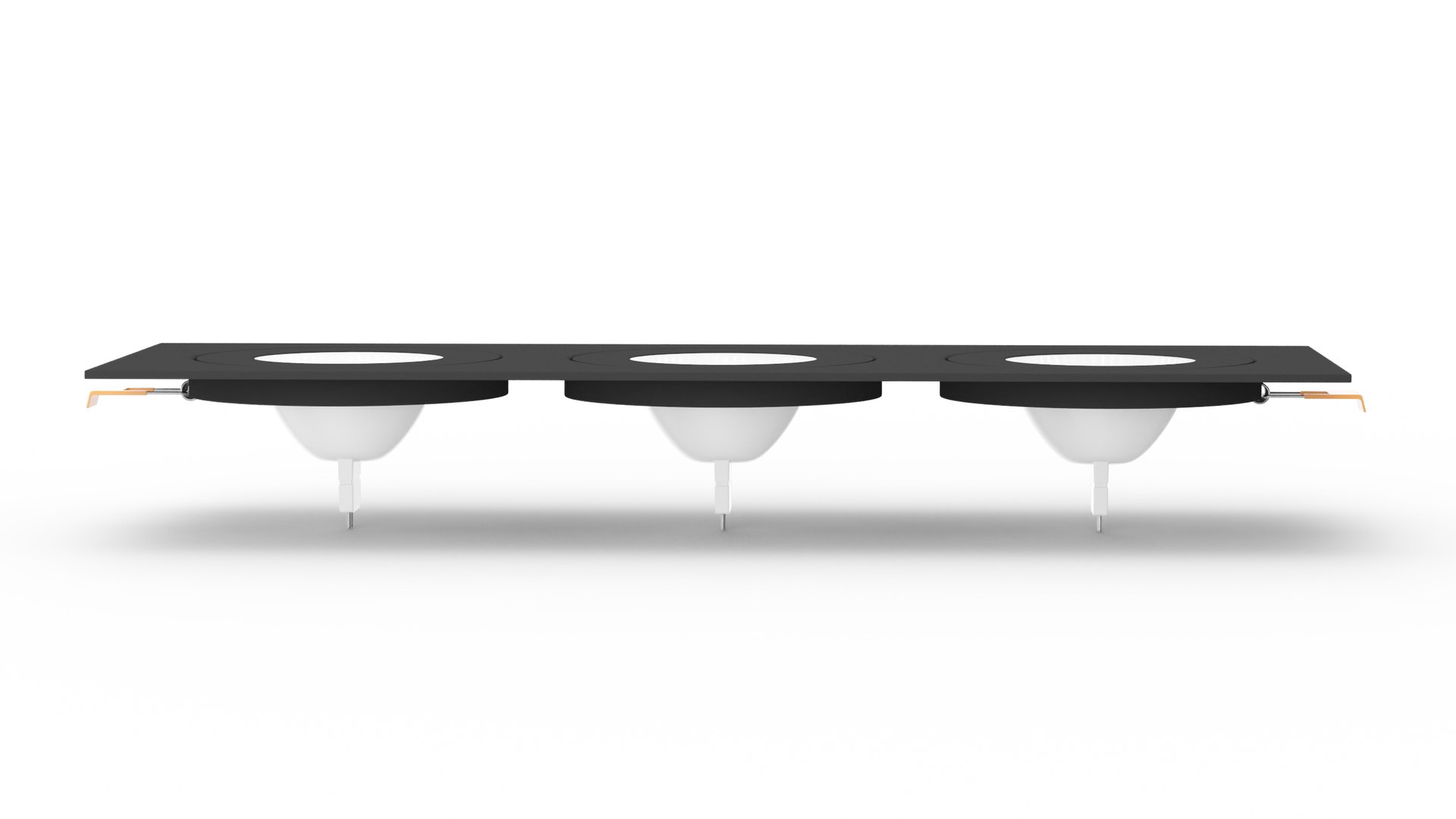 3D Modular Recessed Rectangle 3 Light Luminaire Black - TurboSquid 2075480