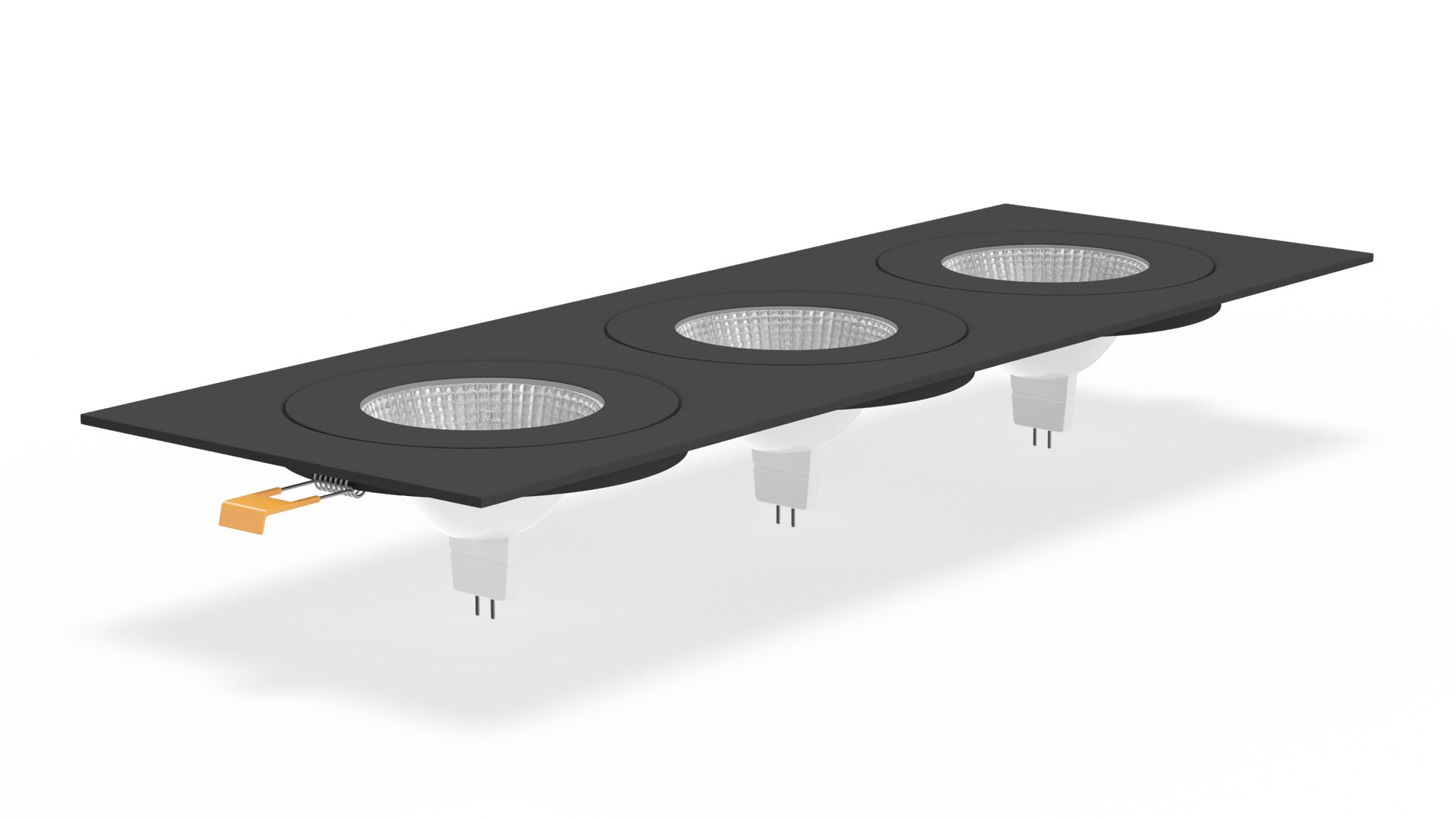 3D Modular Recessed Rectangle 3 Light Luminaire Black - TurboSquid 2075480