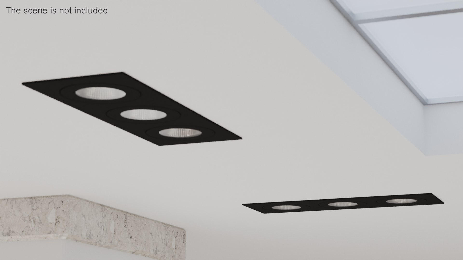 3D Modular Recessed Rectangle 3 Light Luminaire Black - TurboSquid 2075480