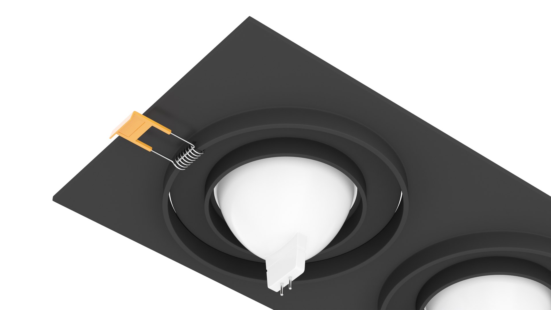 3D Modular Recessed Rectangle 3 Light Luminaire Black - TurboSquid 2075480