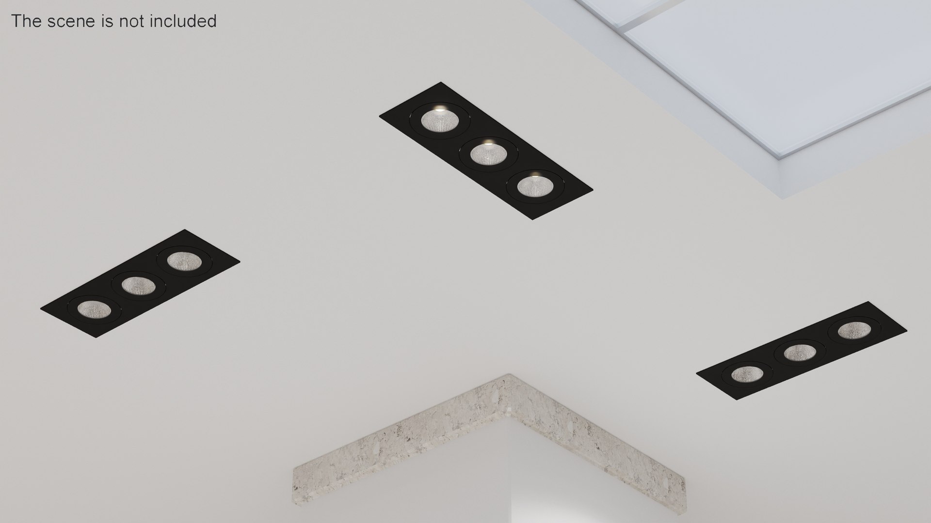 3D Modular Recessed Rectangle 3 Light Luminaire Black - TurboSquid 2075480