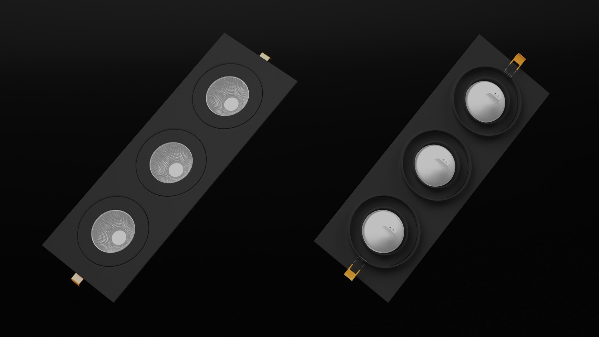 3D Modular Recessed Rectangle 3 Light Luminaire Black - TurboSquid 2075480