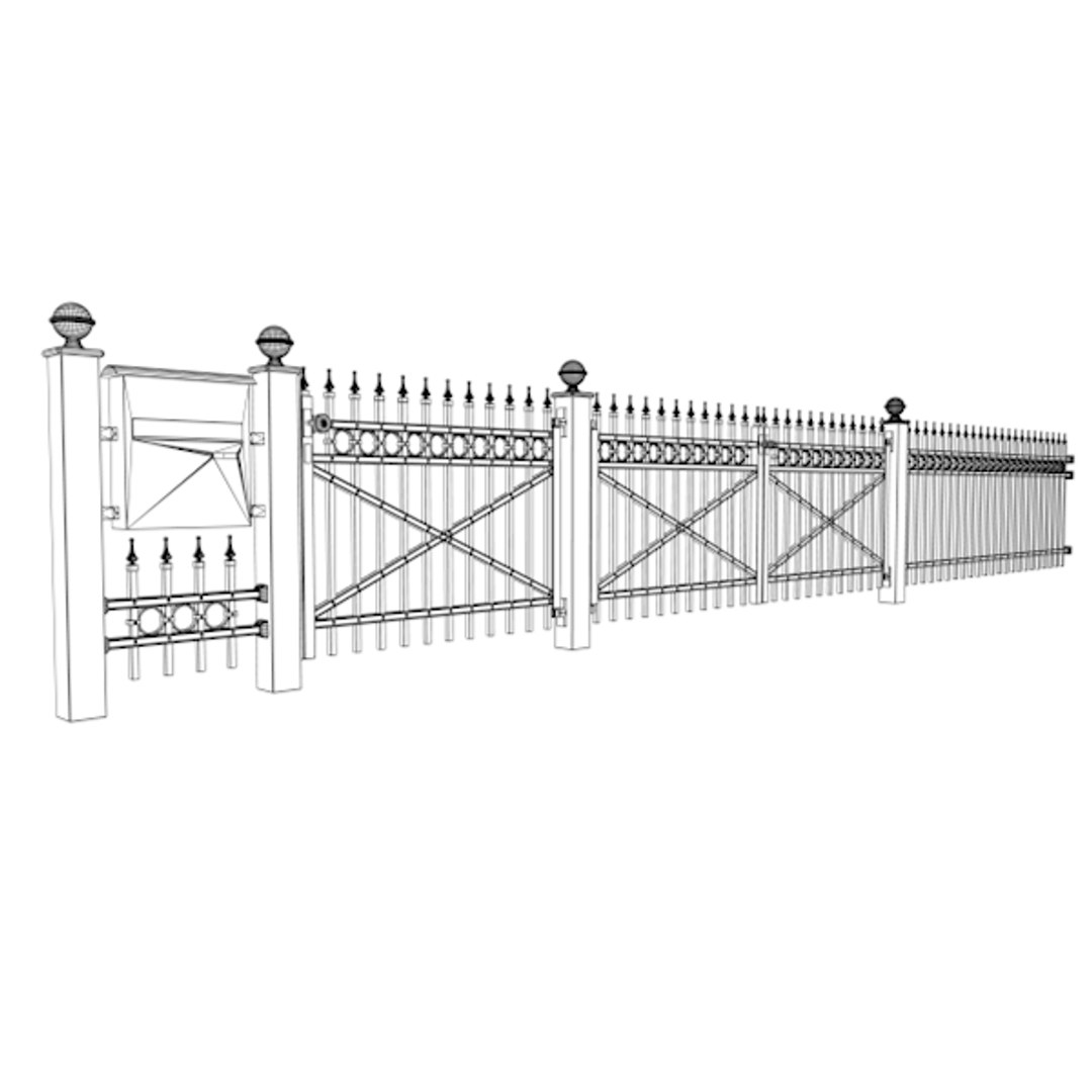 3d Palisade Fence Model