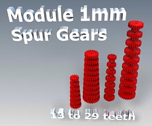 3d gear set module 1 model