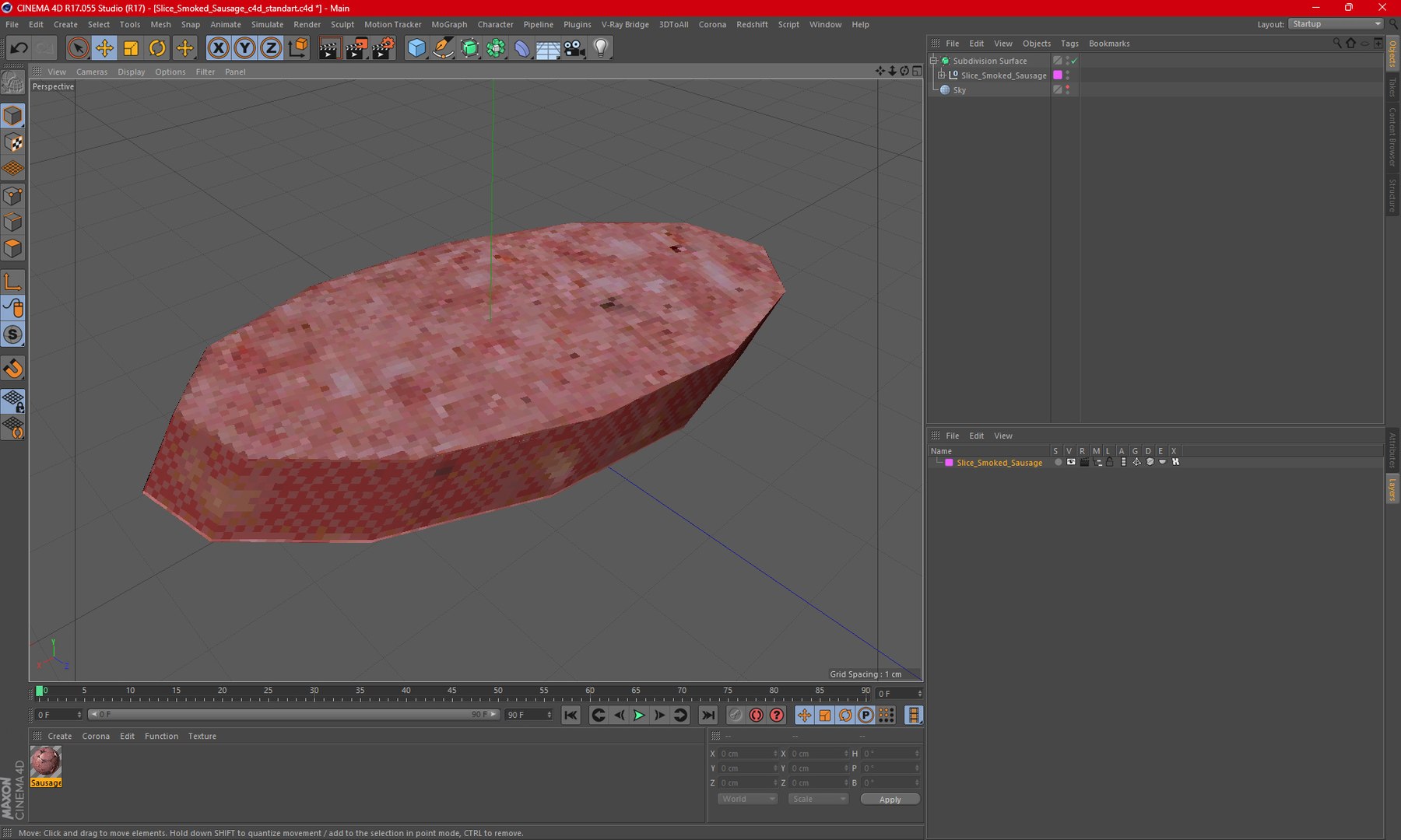 3D Slice Smoked Sausage Model - TurboSquid 2195553