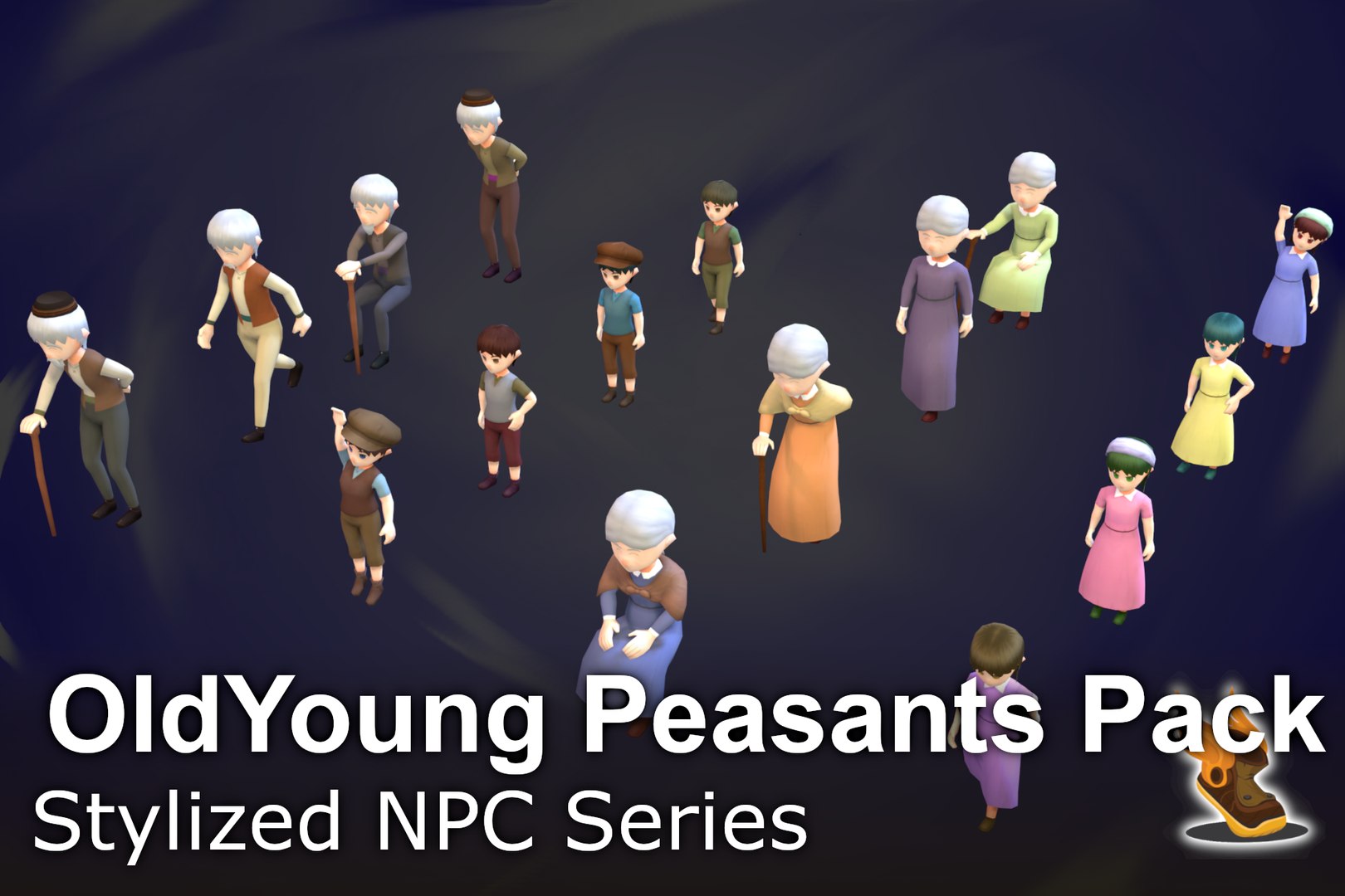 3D Stylized NPC - OldYoung Peasants Pack - TurboSquid 2097679