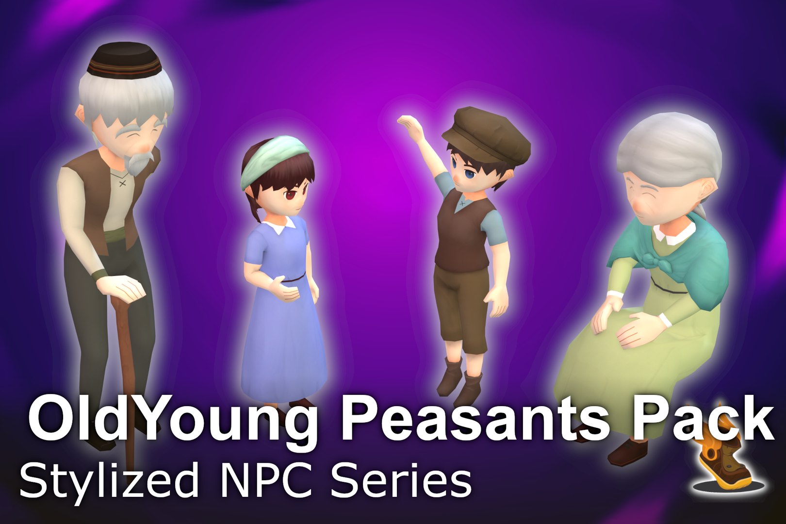 3D Stylized NPC - OldYoung Peasants Pack - TurboSquid 2097679