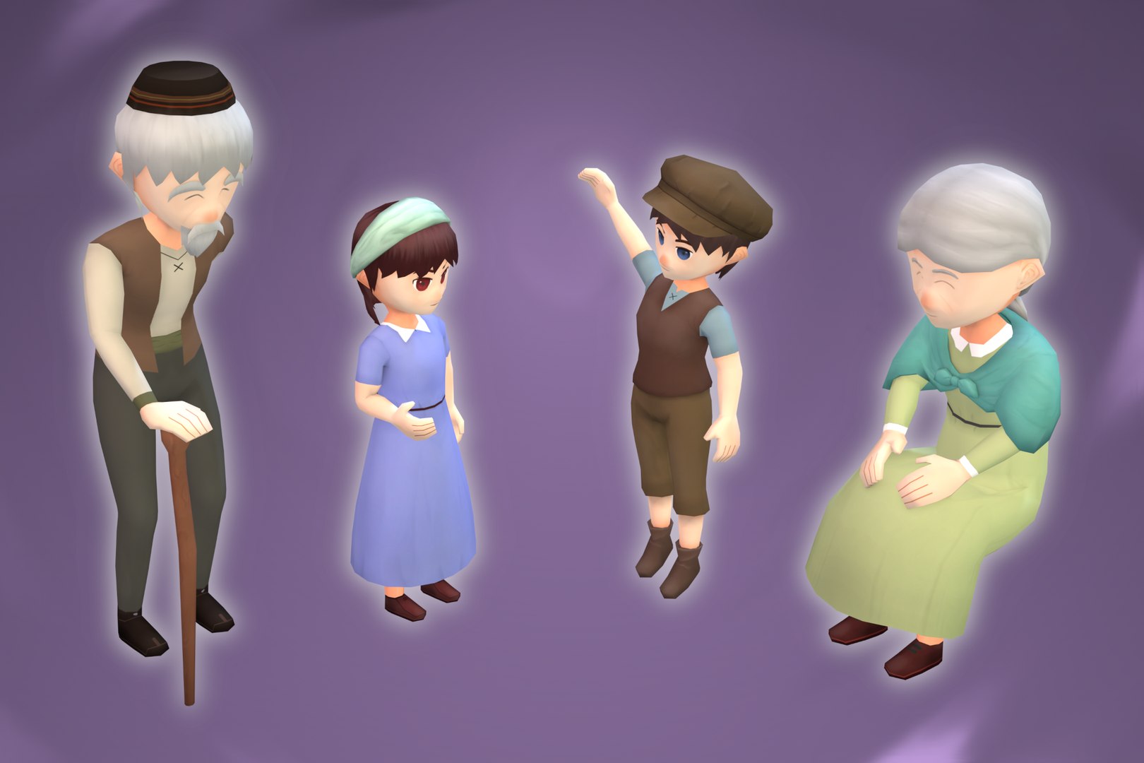 3D Stylized NPC - OldYoung Peasants Pack - TurboSquid 2097679