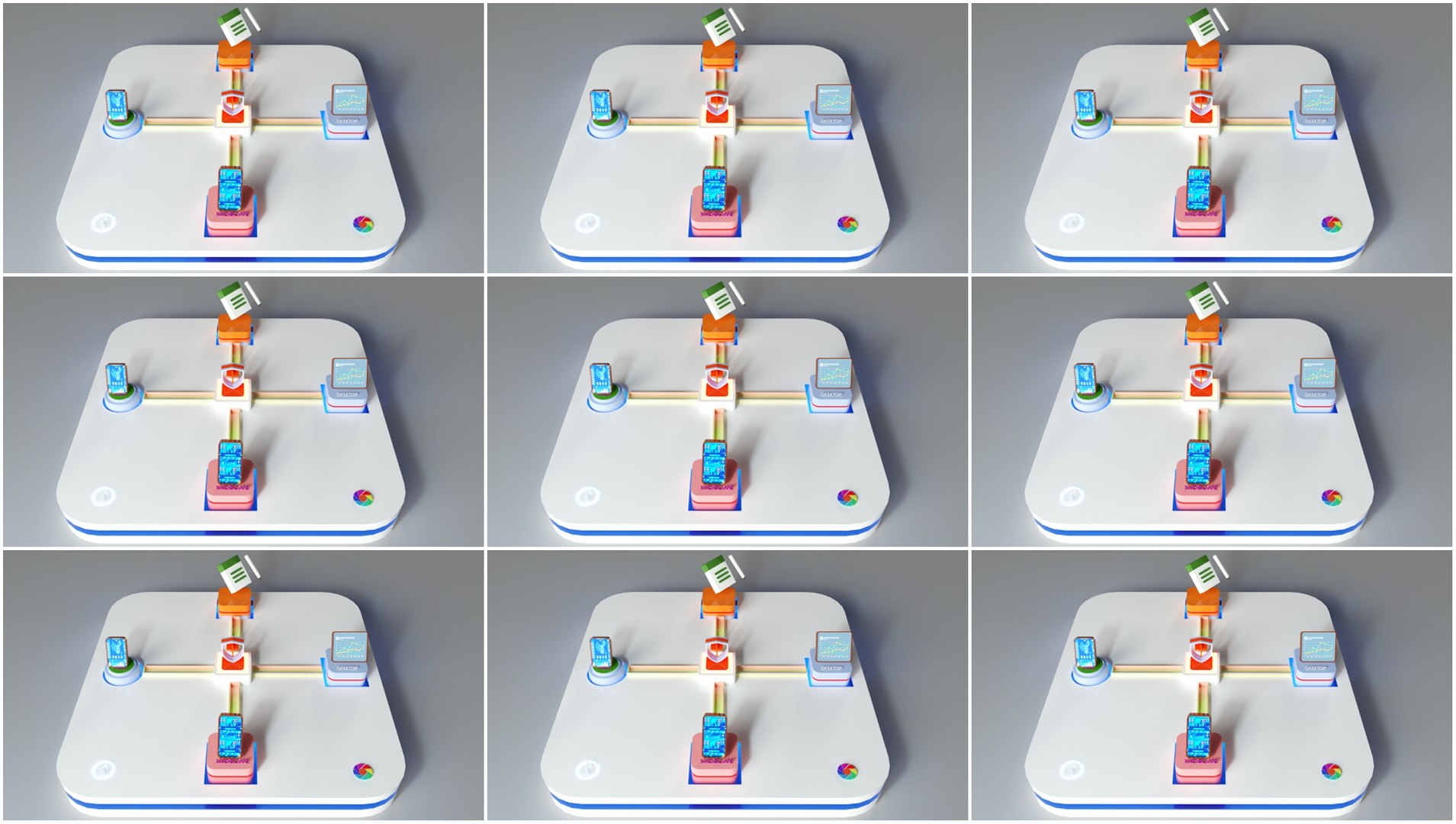 3D Computer Firewall Cartoon Element Cartoon Scene 2D Office UI Icon ...