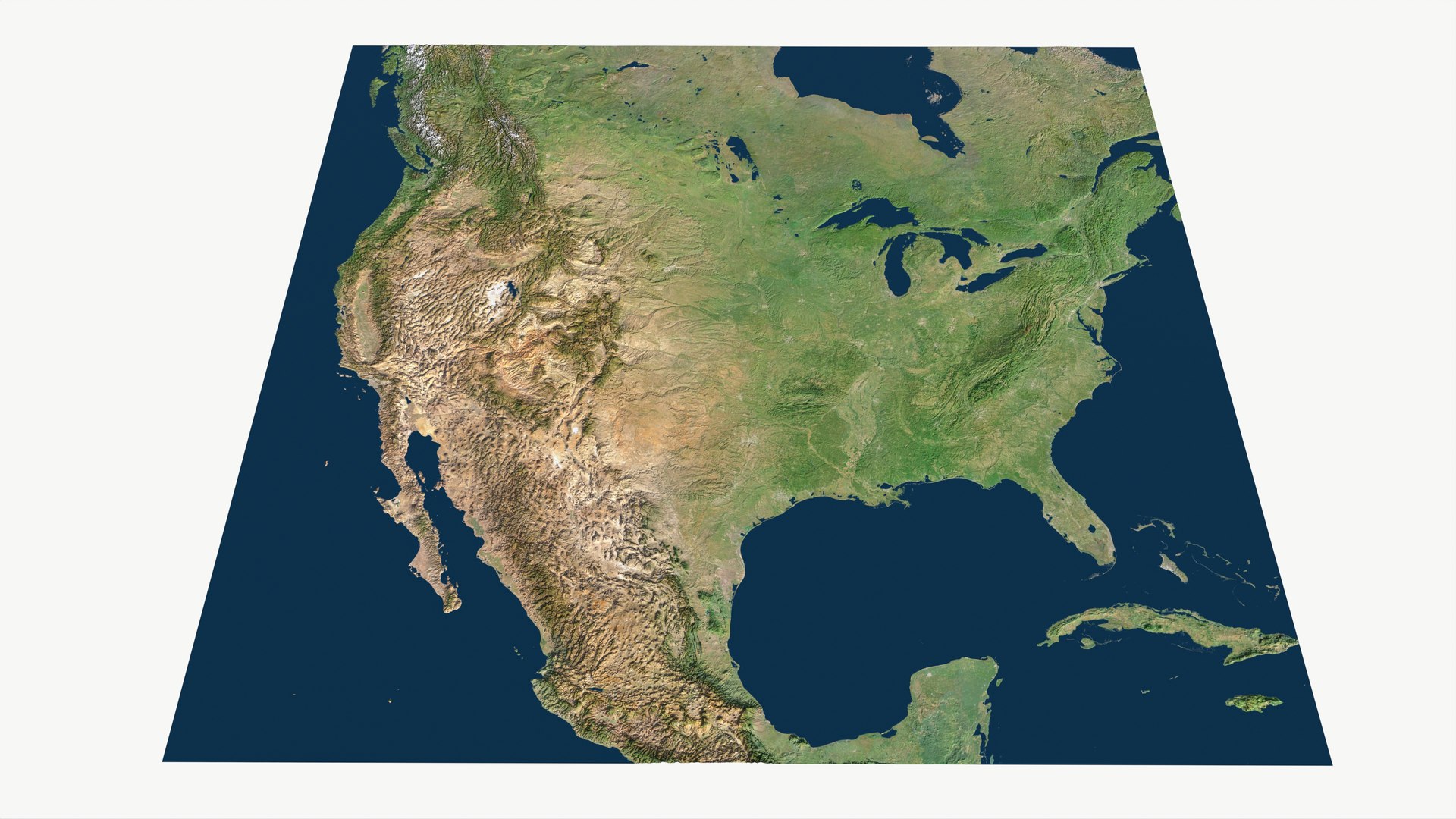 Us With Canada And Mexico Detailed PBR Landscape Map 3D Model ...