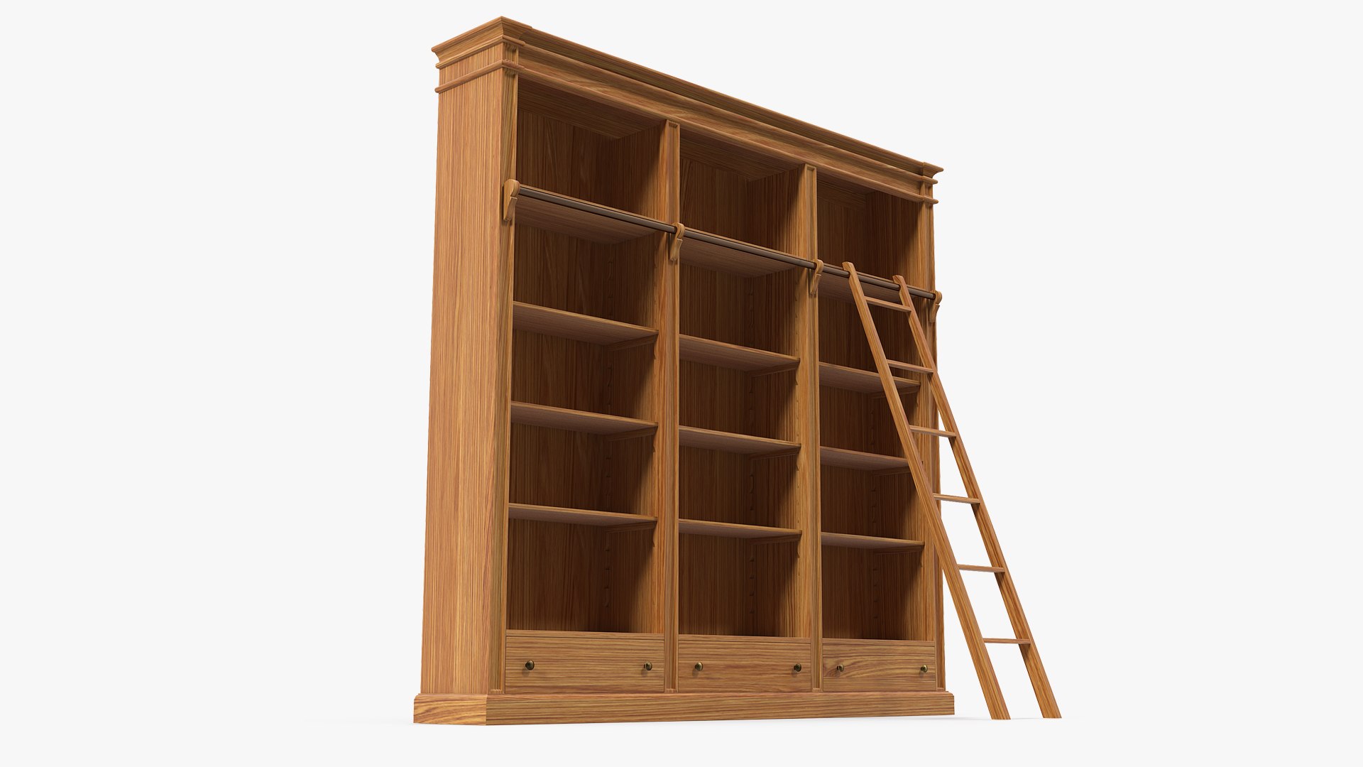 Wood bookcase ladder books 3D model - TurboSquid 1486375