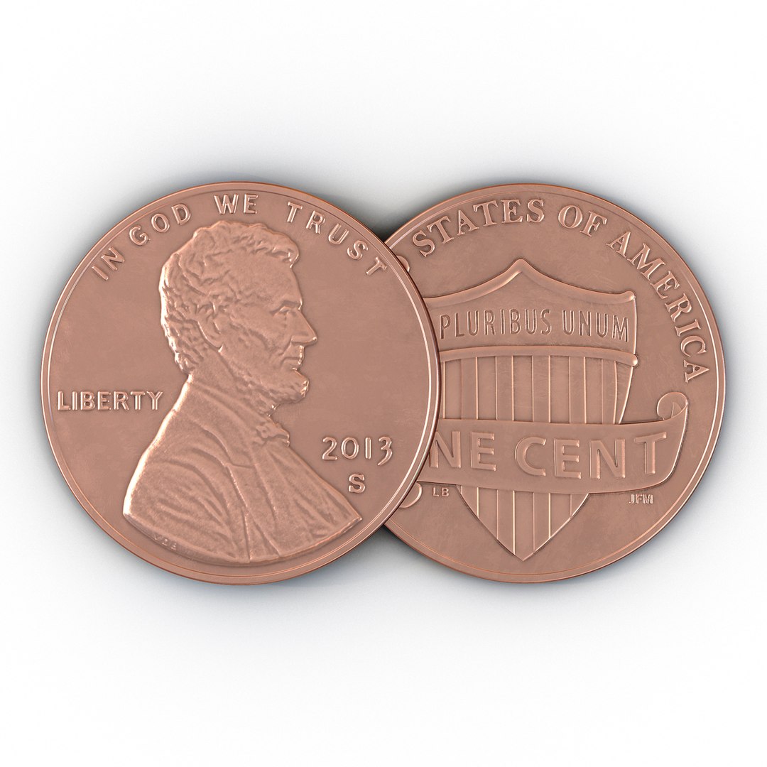3d united states coin penny model