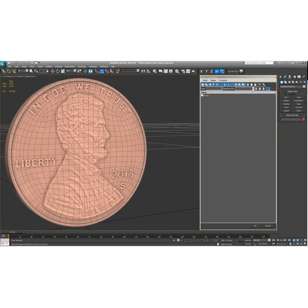 3d united states coin penny model