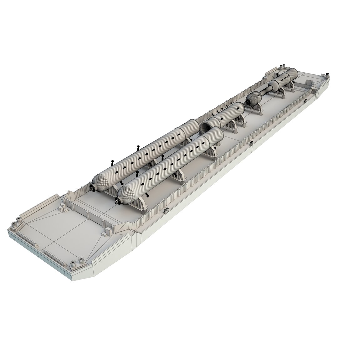 cargo barge oil refinery 3d model