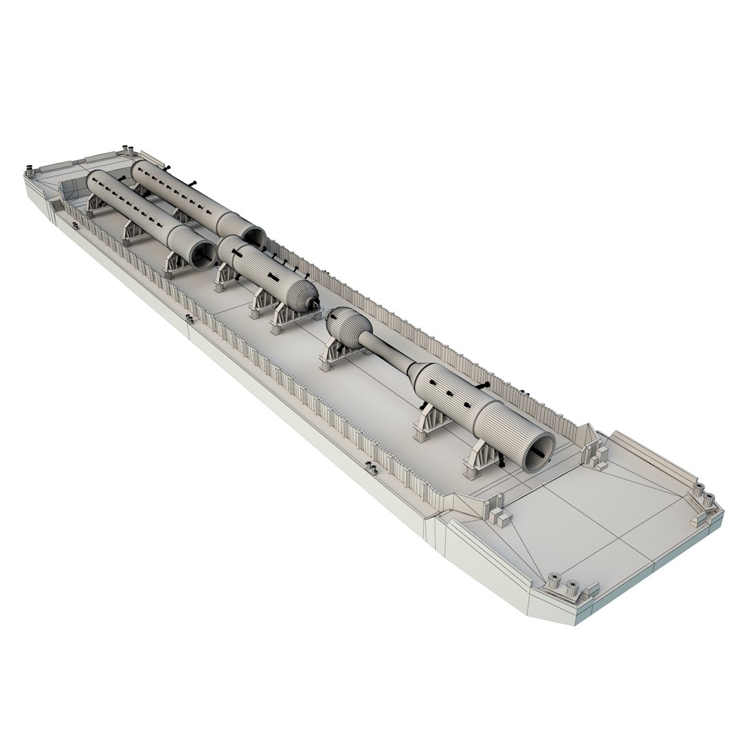 cargo barge oil refinery 3d model