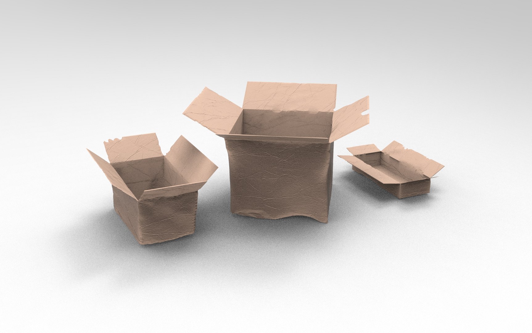 Three Cardboard Boxes Model - TurboSquid 1945750