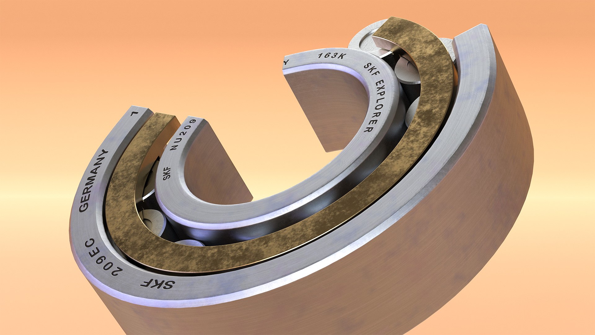 3D Roller Bearings Cut Model - TurboSquid 1484049