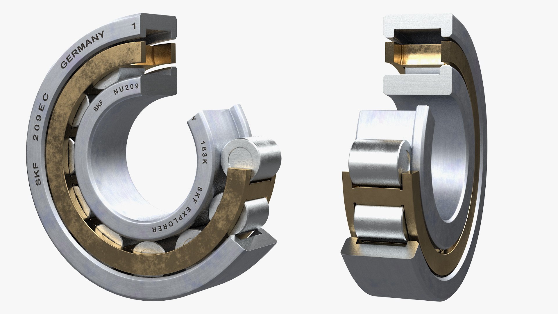 3D Roller Bearings Cut Model - TurboSquid 1484049