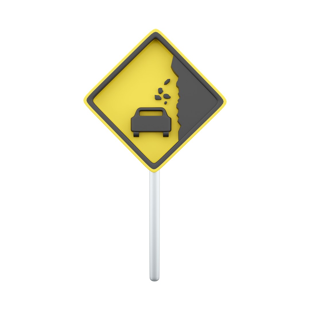 Falling rocks road sign icon model - TurboSquid 2018052