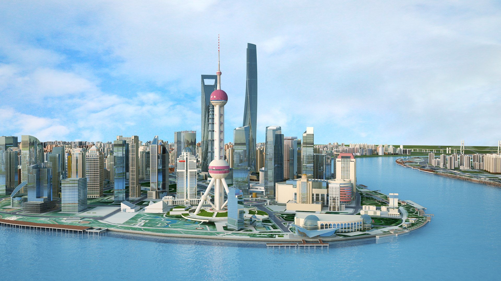 3D Aerial View Of Pudong Shanghai Model - TurboSquid 2325031
