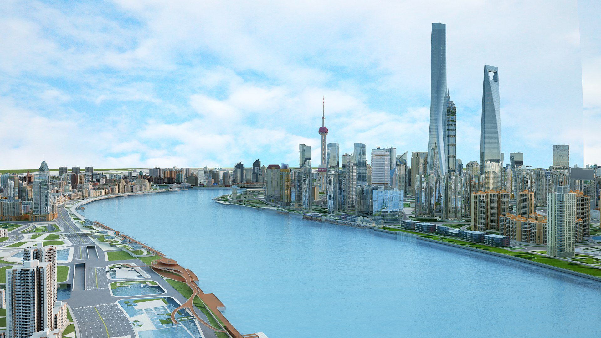 3D Aerial View Of Pudong Shanghai Model - TurboSquid 2325031