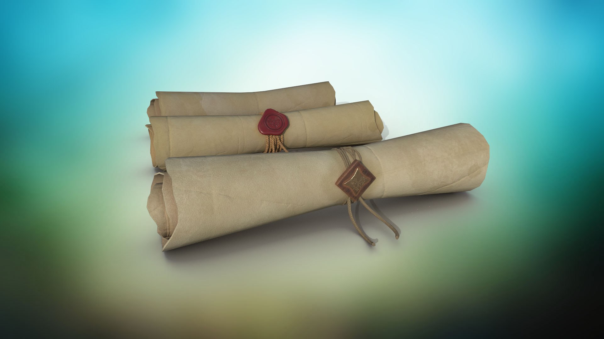 3D Set Of Three Papyrus Scrolls PBR Low-poly 3D Model - TurboSquid 1904106