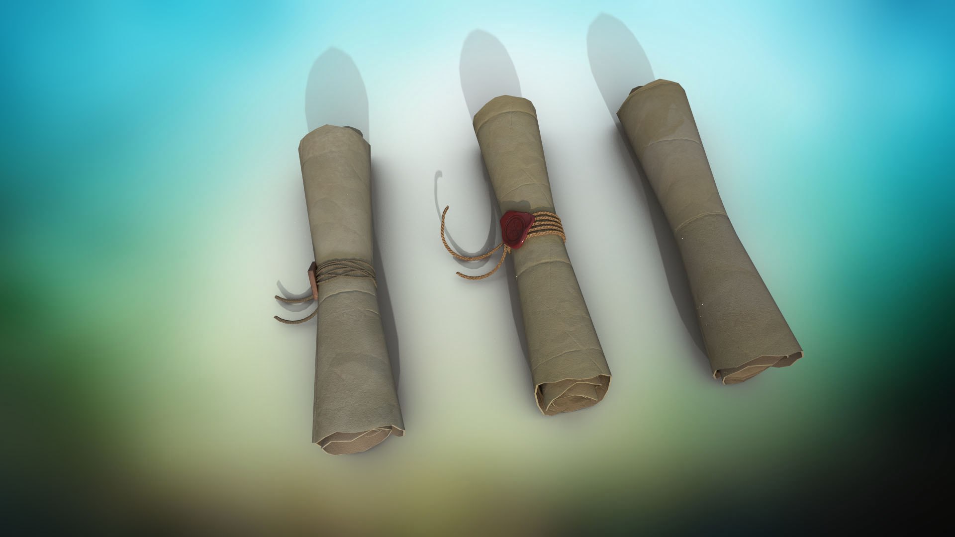3D Set Of Three Papyrus Scrolls PBR Low-poly 3D Model - TurboSquid 1904106