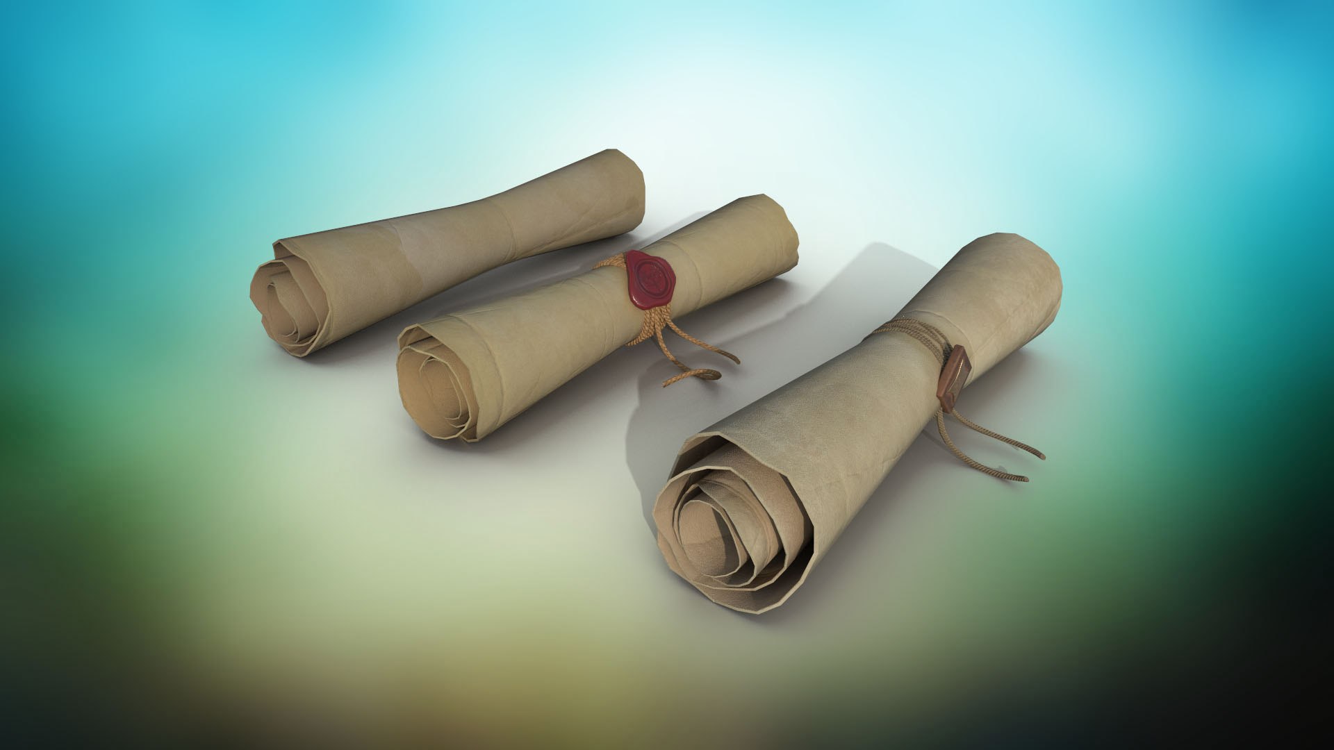 3D Set Of Three Papyrus Scrolls PBR Low-poly 3D Model - TurboSquid 1904106