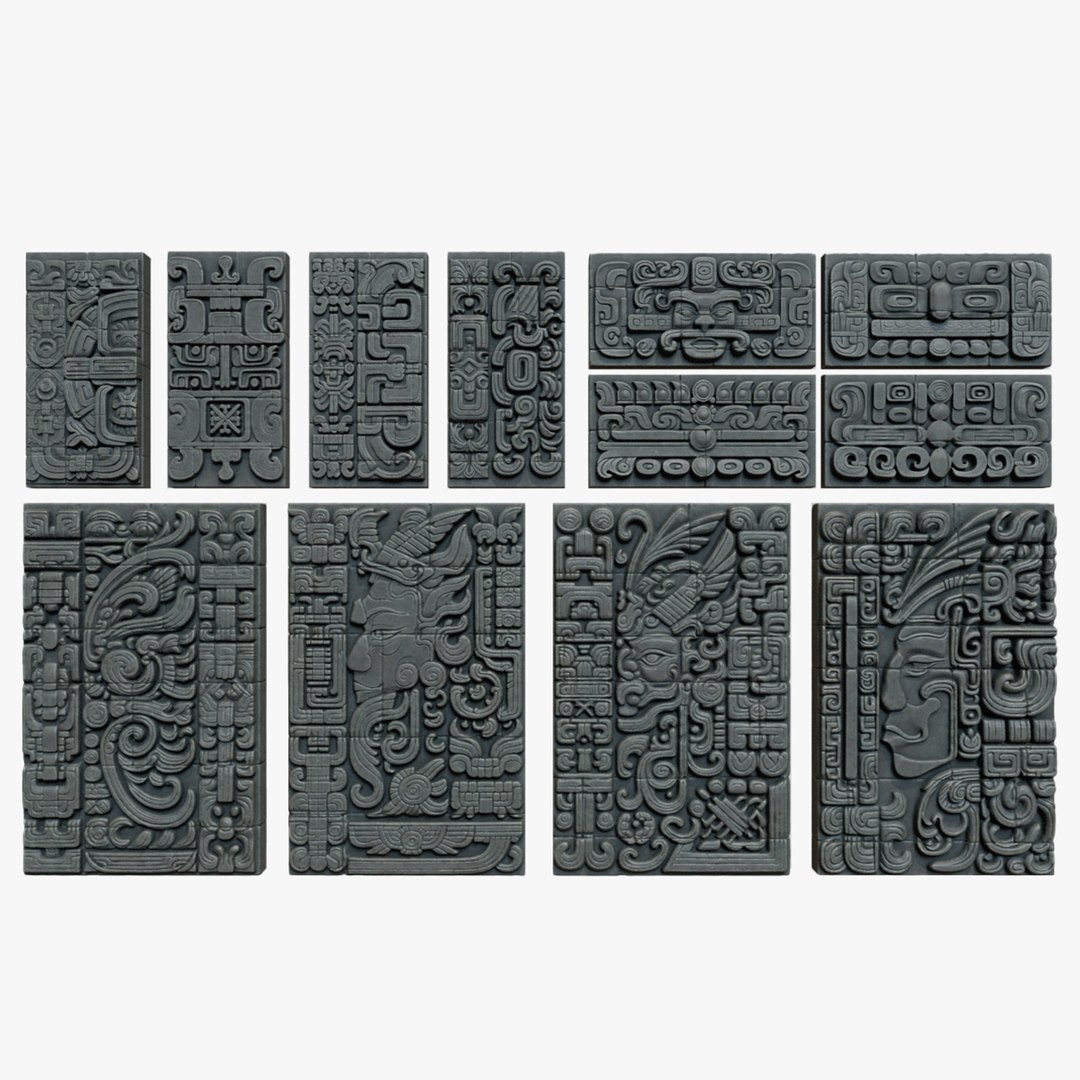 3D Model 12 Low Poly PBR Black Mayan Temple Wall - TurboSquid 2162371