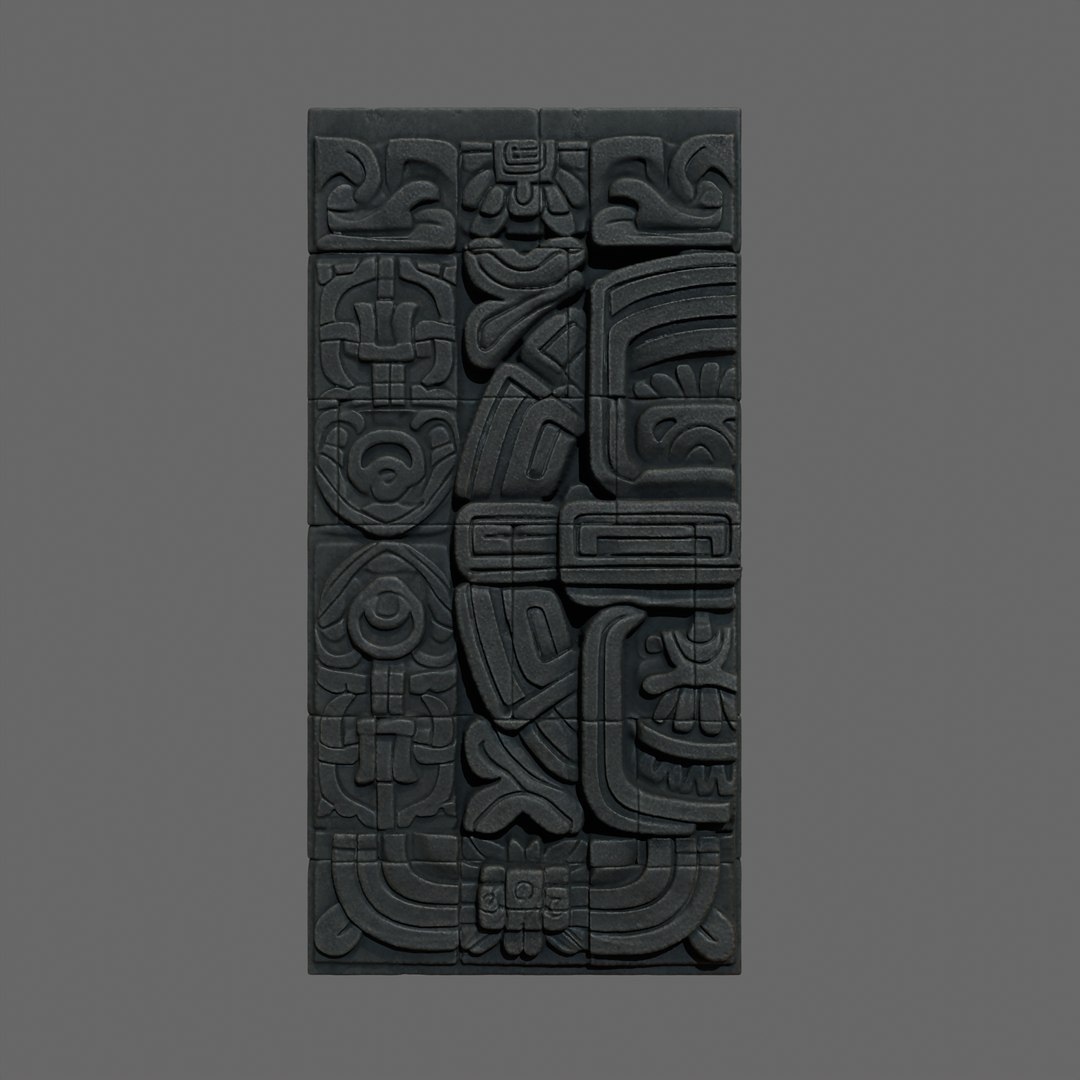 3D Model 12 Low Poly PBR Black Mayan Temple Wall - TurboSquid 2162371