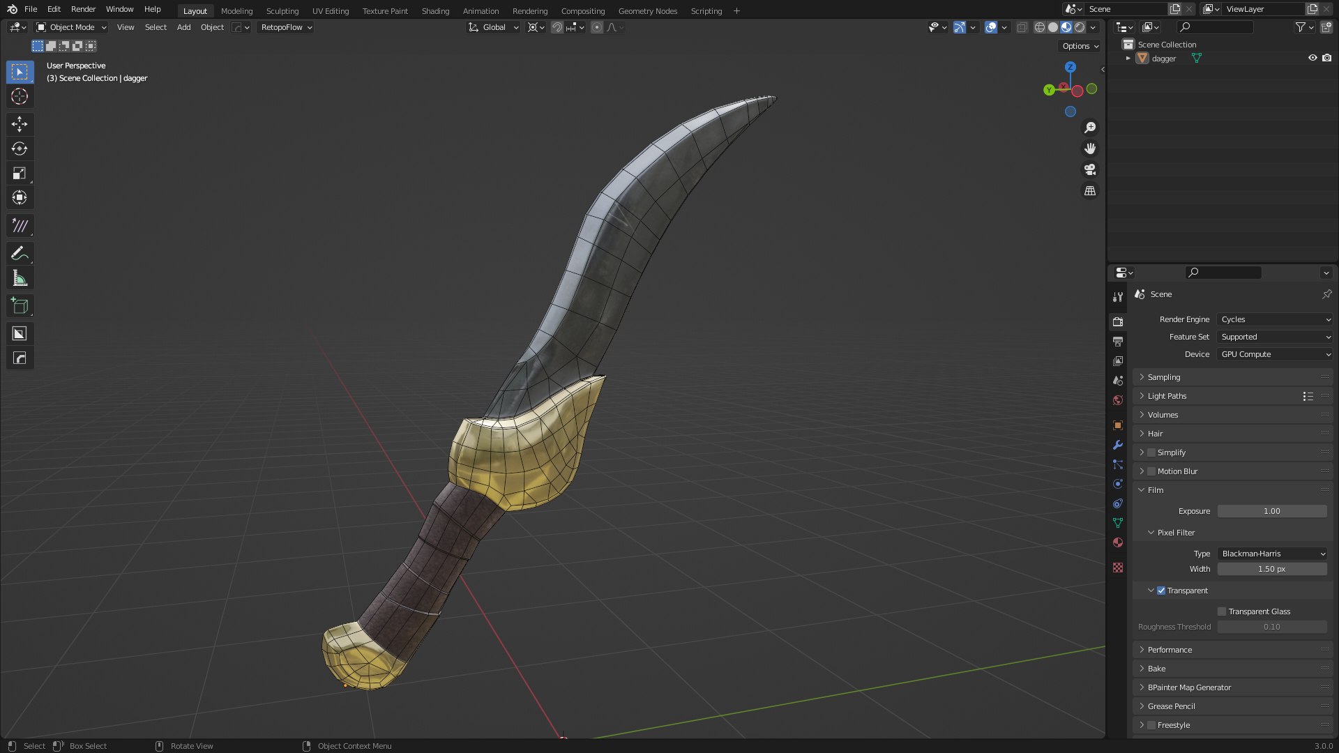 3D Dagger PBR Ready In Blender - TurboSquid 2008625